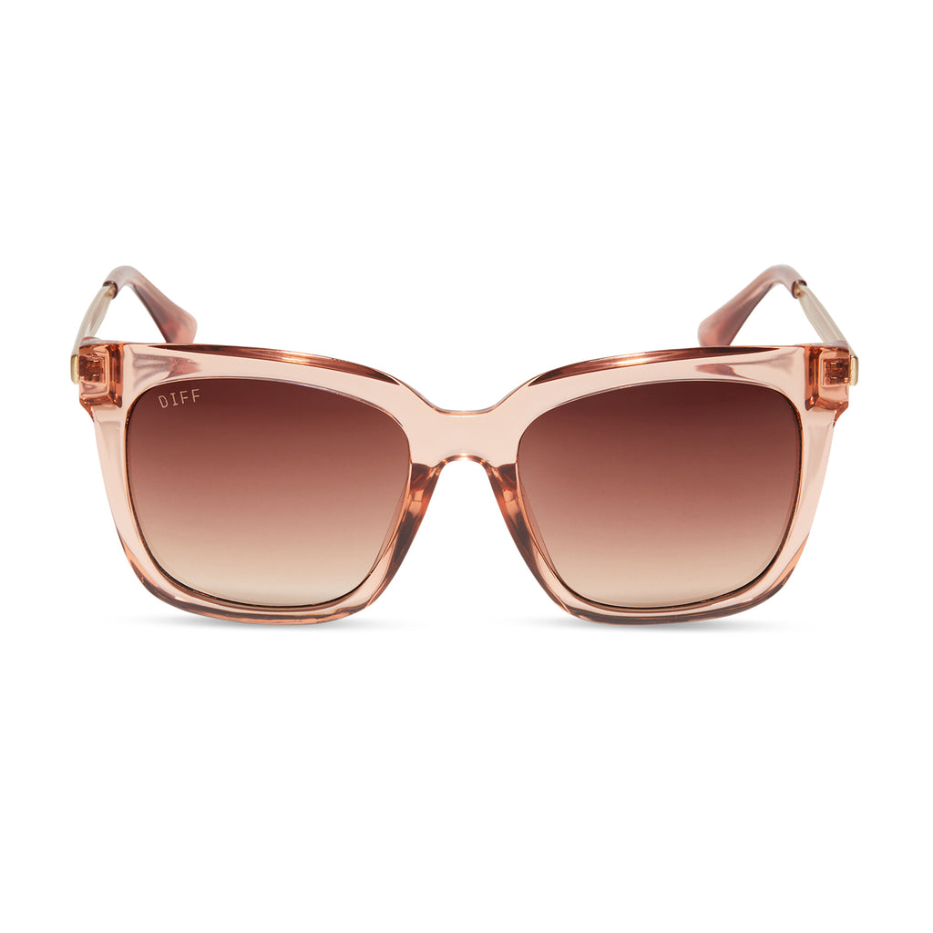 Hailey Square Sunglasses | Nude Crystal & Brown Gradient Lens | DIFF ...