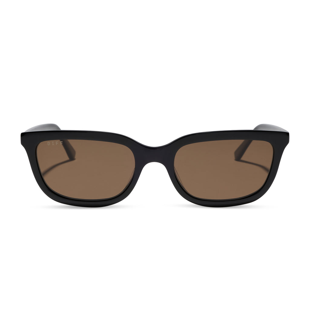 Hannah Rectangle Sunglasses | Black & Brown | DIFF Eyewear