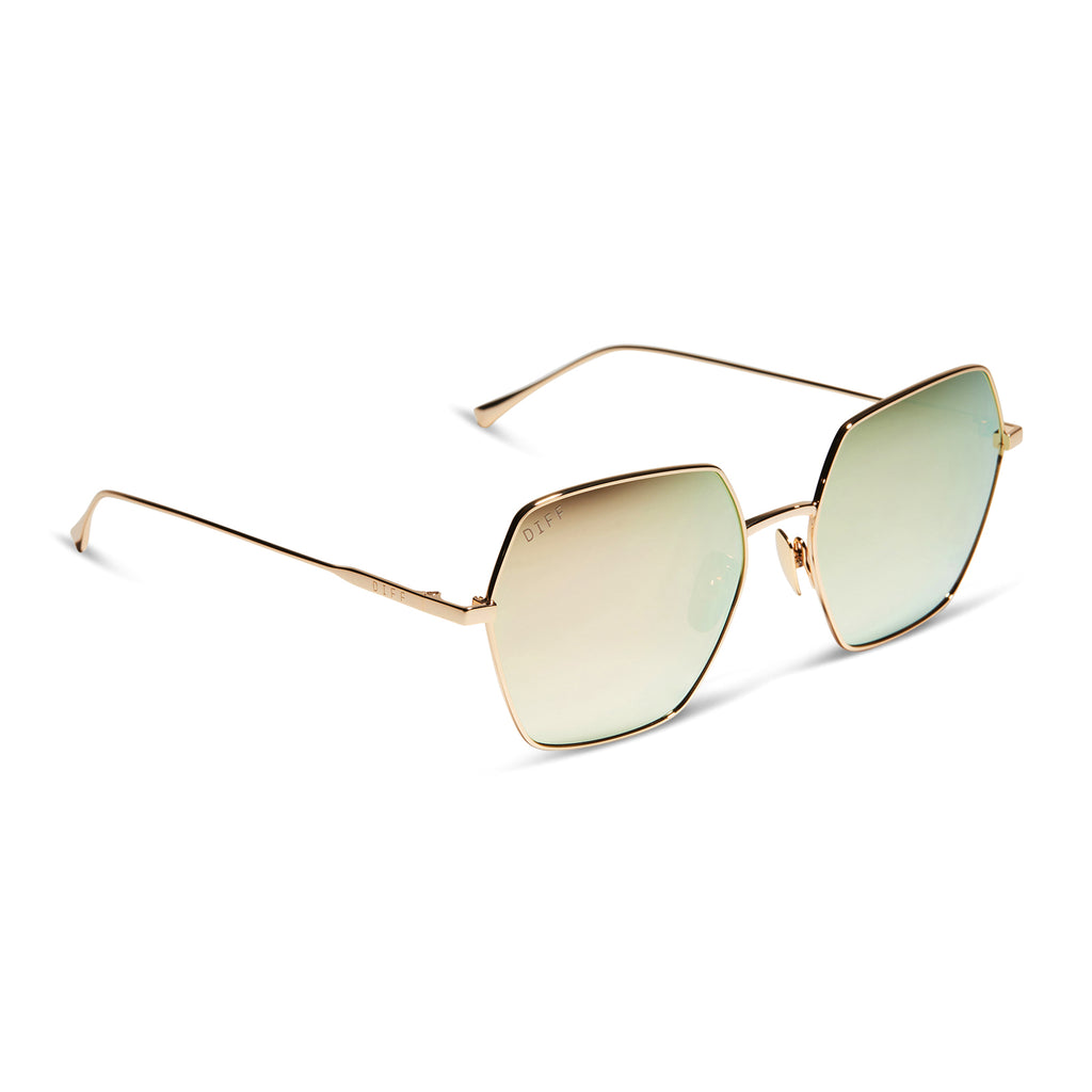 Harlowe Square Sunglasses | Gold & Taupe Flash | DIFF Eyewear