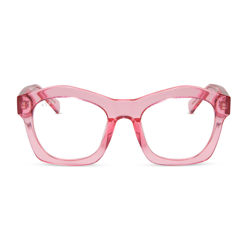 Hayden Square Glasses | Candy Pink Crystal | Diff Eyewear