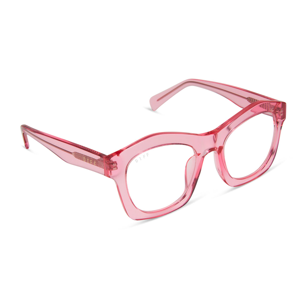 Hayden Square Glasses | Candy Pink Crystal | Diff Eyewear