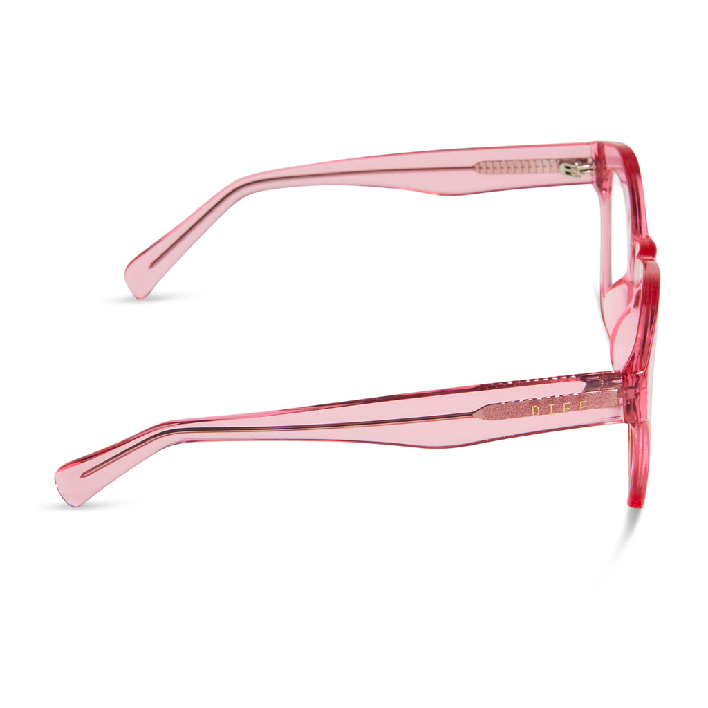 Hayden Square Glasses | Candy Pink Crystal | Diff Eyewear