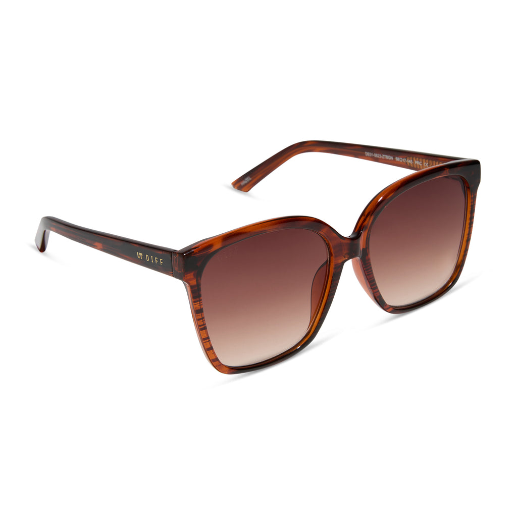 Hazel Square Sunglasses | Mahogany Tort & Brown Gradient | DIFF Eyewear