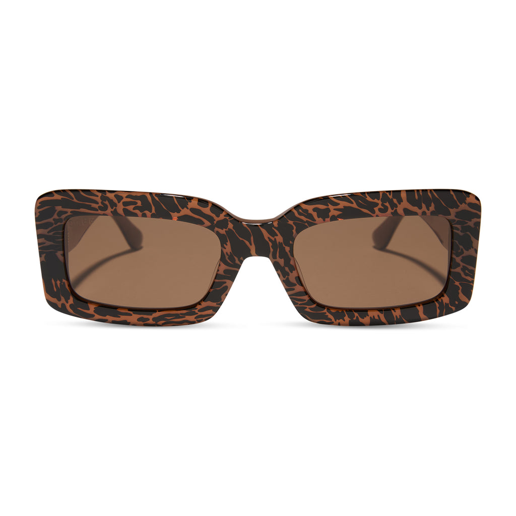 Indy Rectangle Sunglasses | Animal & Brown | DIFF Eyewear