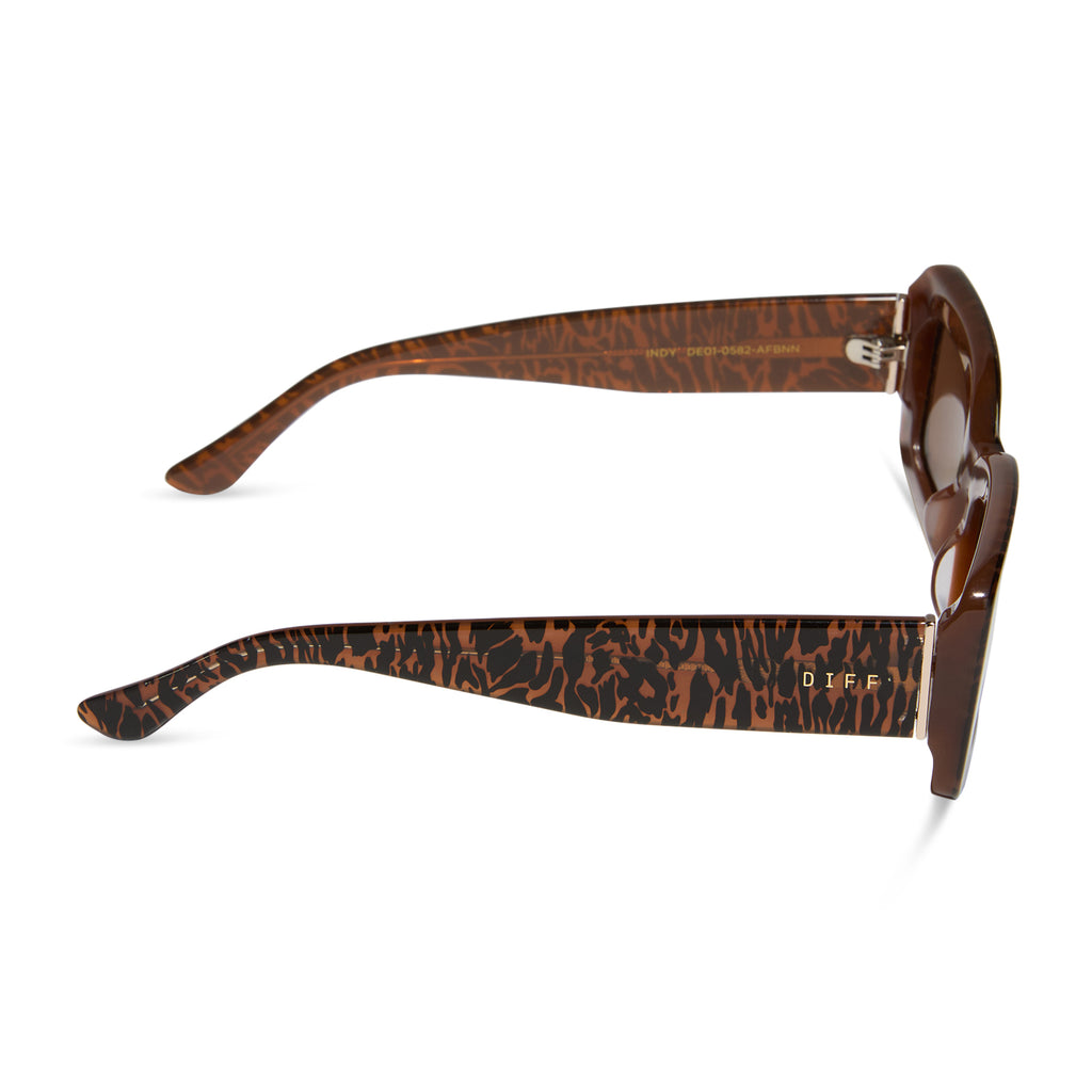 Indy Rectangle Sunglasses | Animal & Brown | DIFF Eyewear