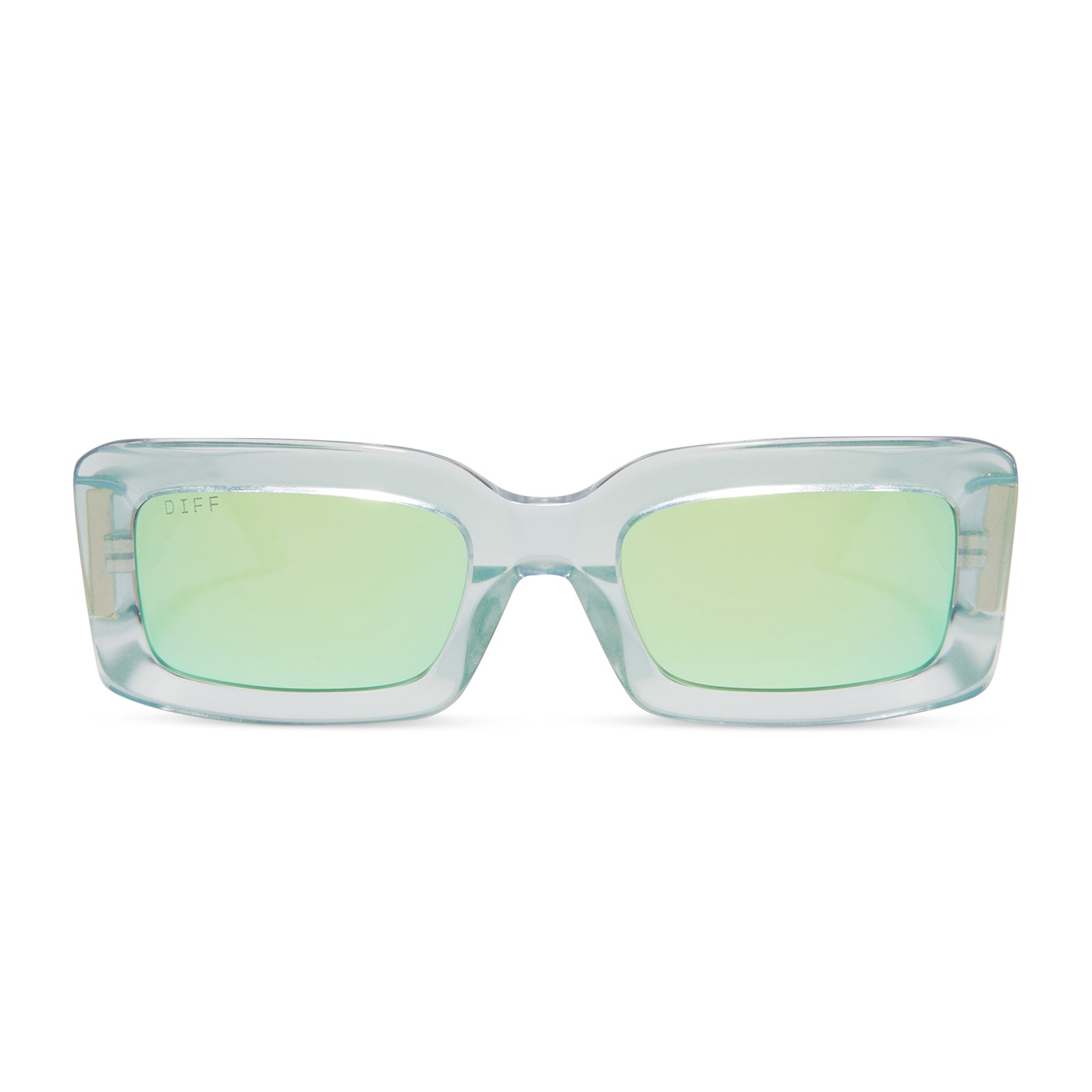 Indy Rectangle Sunglasses | Turquoise & Ice Mirror | DIFF Eyewear