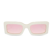 Indy Rectangle Sunglasses | Opaline & Taupe Mirror | DIFF Eyewear