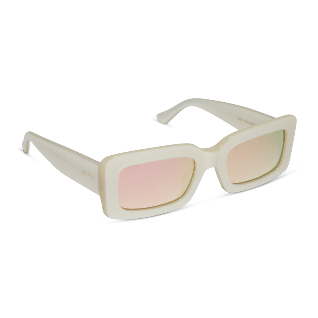 Indy Rectangle Sunglasses | Opaline & Taupe Mirror | DIFF Eyewear