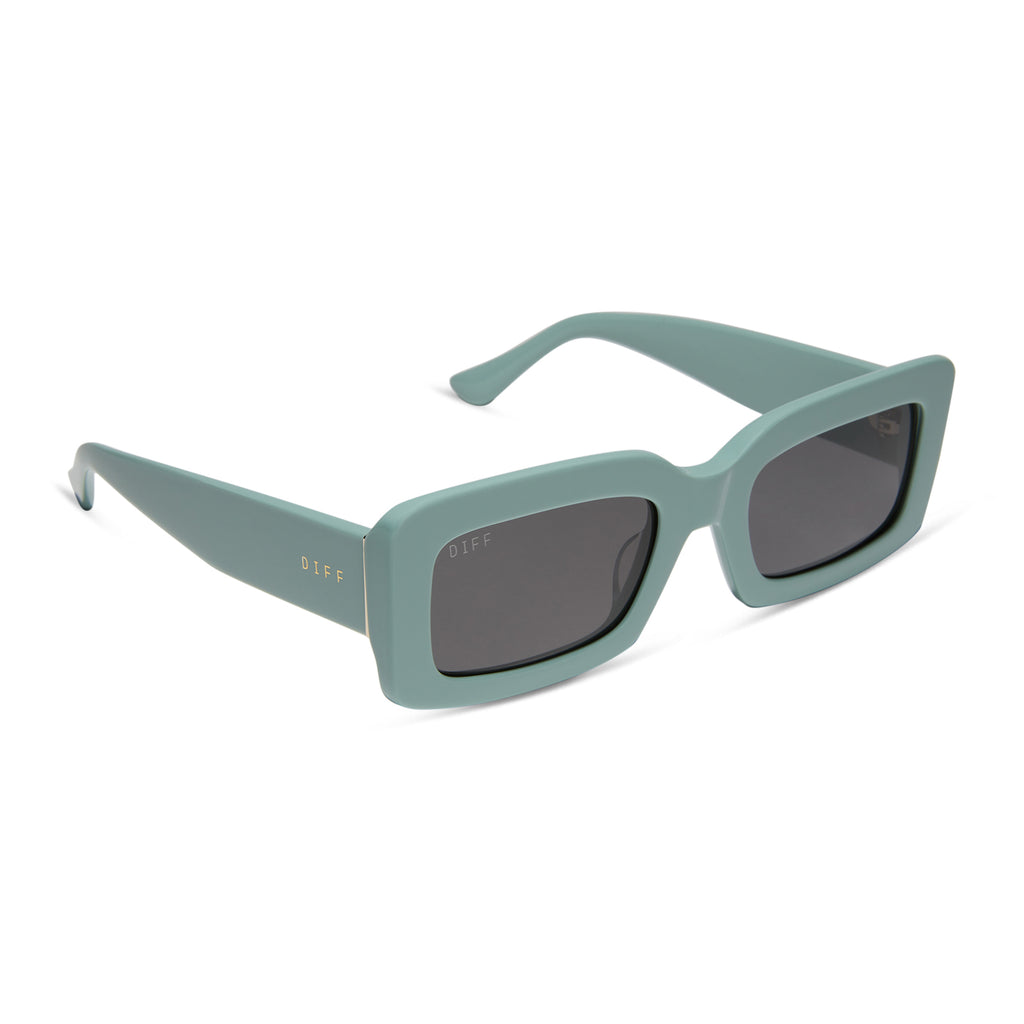 Indy Rectangle Sunglasses | Steel Teal & Grey | DIFF Eyewear