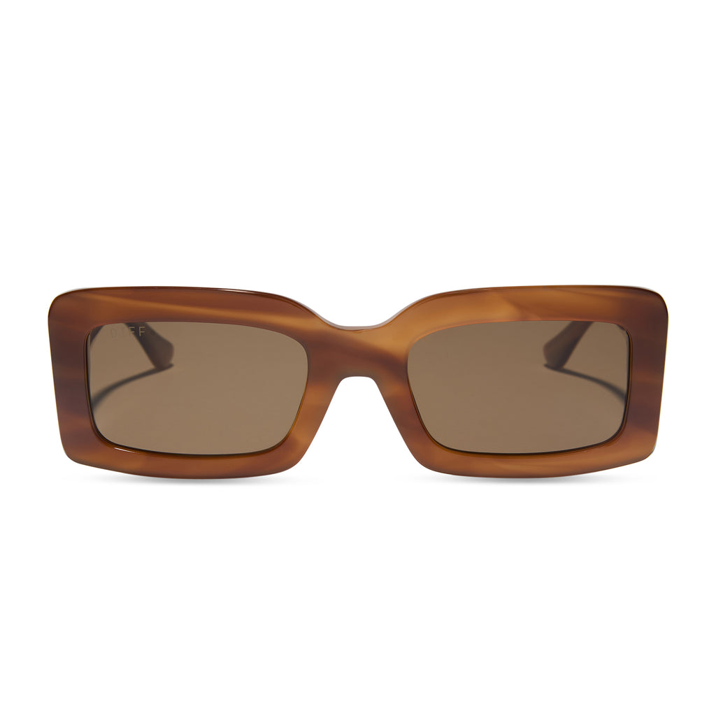 Indy Rectangle Sunglasses | Tawny Tortoise & Brown | DIFF Eyewear