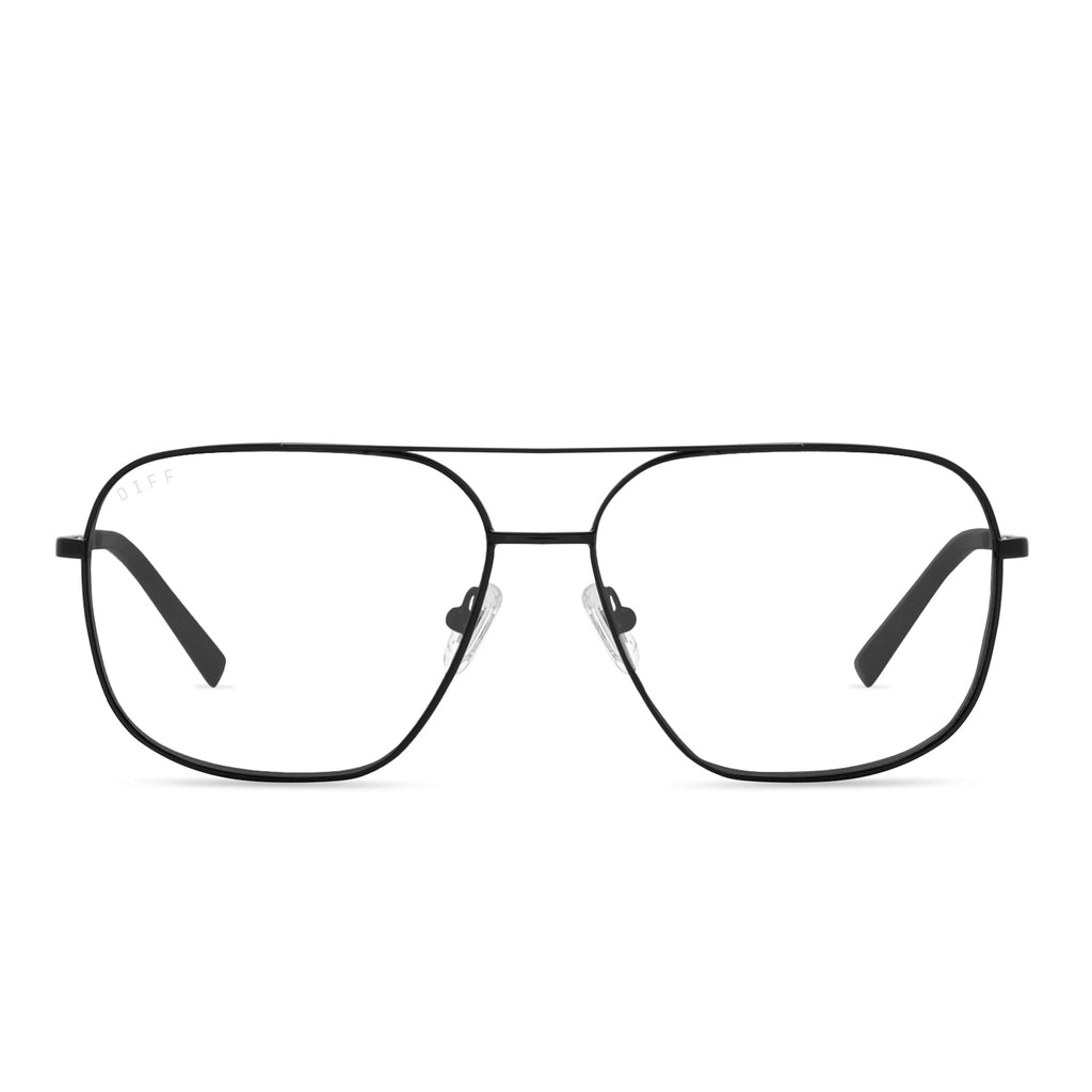 Jonas Mens Square Eyeglasses | Black Aviator| DIFF Eyewear