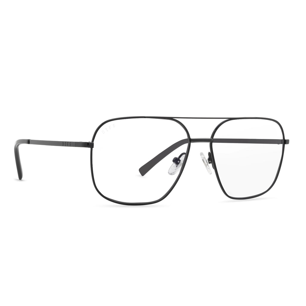 Jonas Mens Square Eyeglasses | Black Aviator| DIFF Eyewear