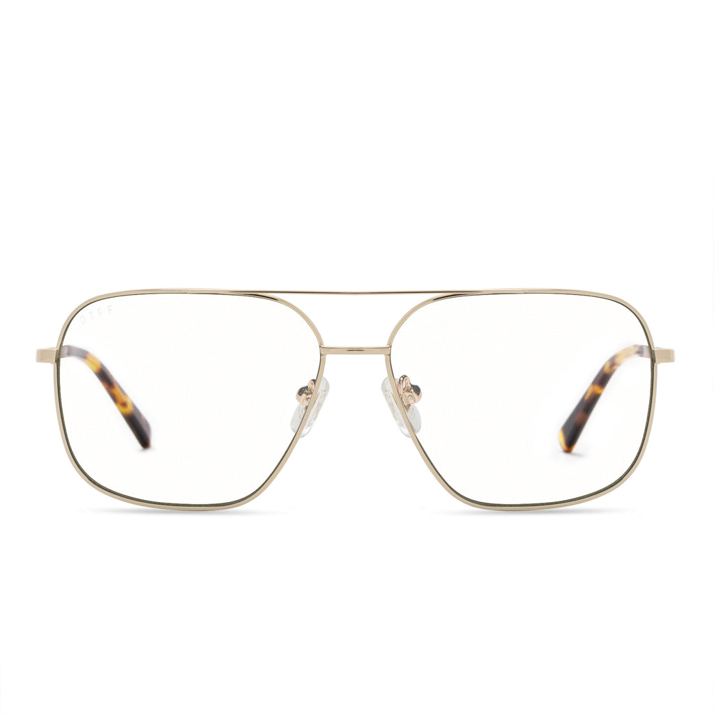 Jonas Mens Square Aviator Eyeglasses | Gold | DIFF Eyewear