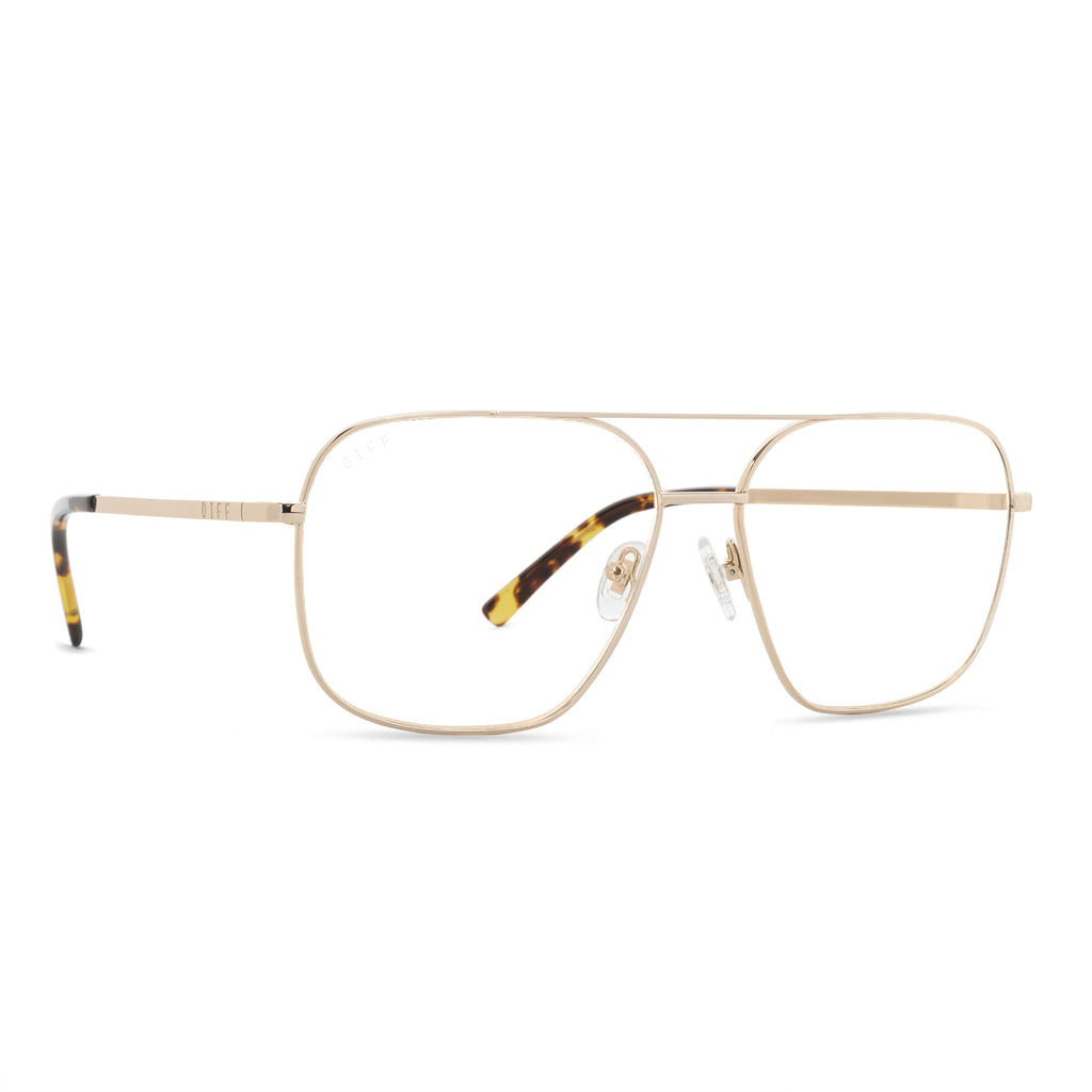 Jonas Mens Square Aviator Eyeglasses | Gold | DIFF Eyewear