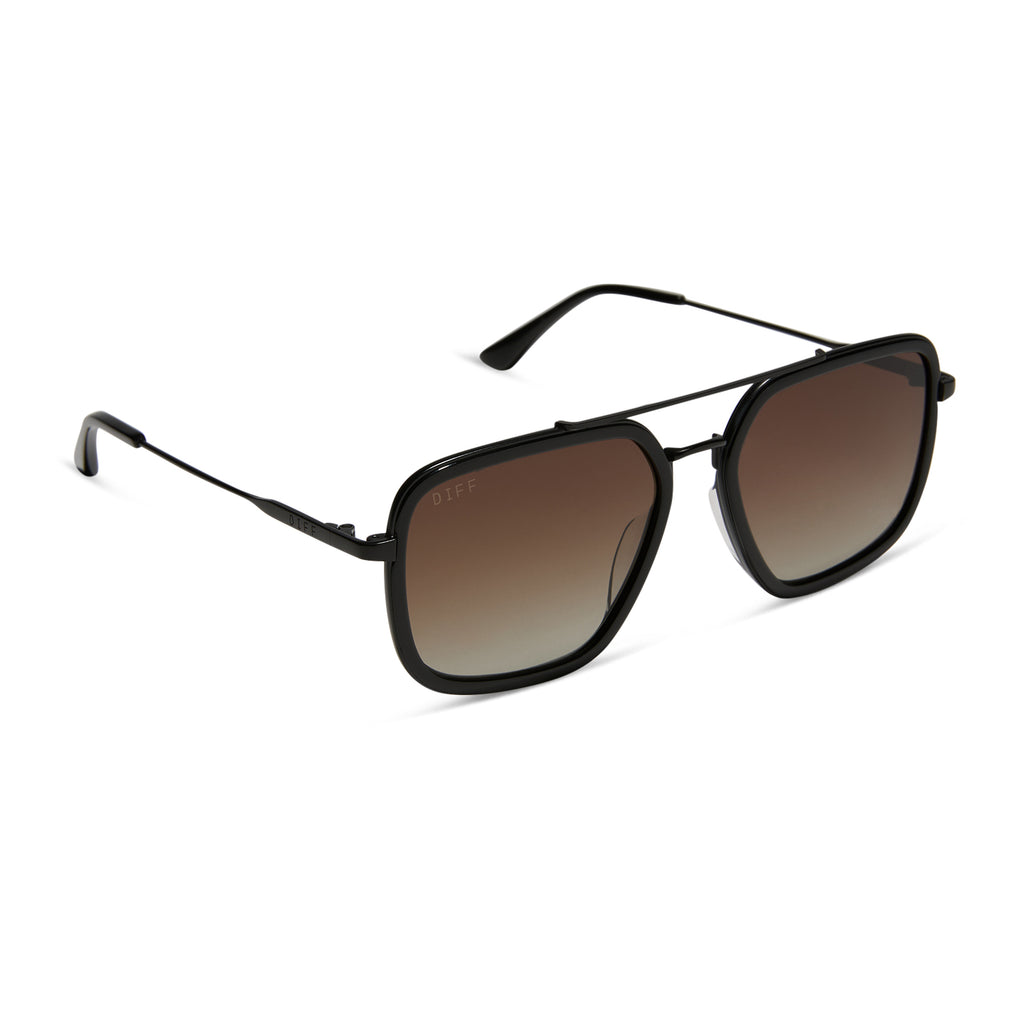 Jordan Navigator Sunglasses | Matte Black & Brown Gradient | DIFF Eyewear