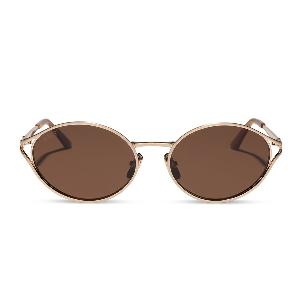 Juliette Round Sunglasses | Brushed Gold & Truffle | DIFF Eyewear