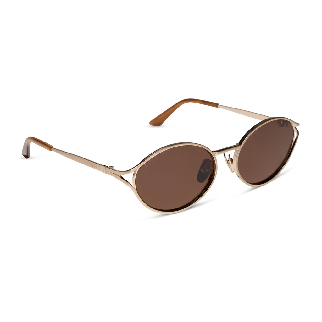 Juliette Round Sunglasses | Brushed Gold & Truffle | DIFF Eyewear