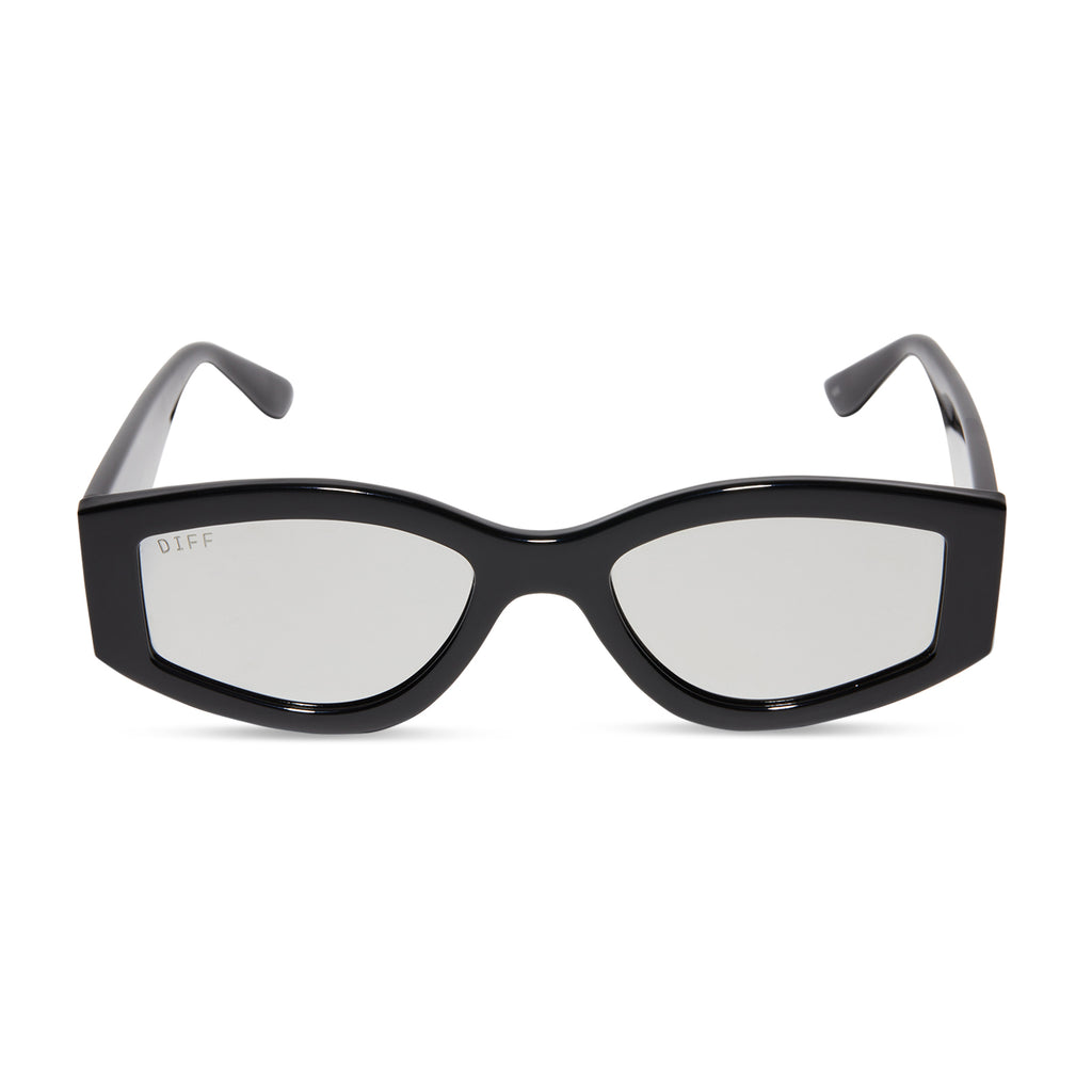 Kai Rectangle Sunglasses Black And Grey Mirror Diff Eyewear