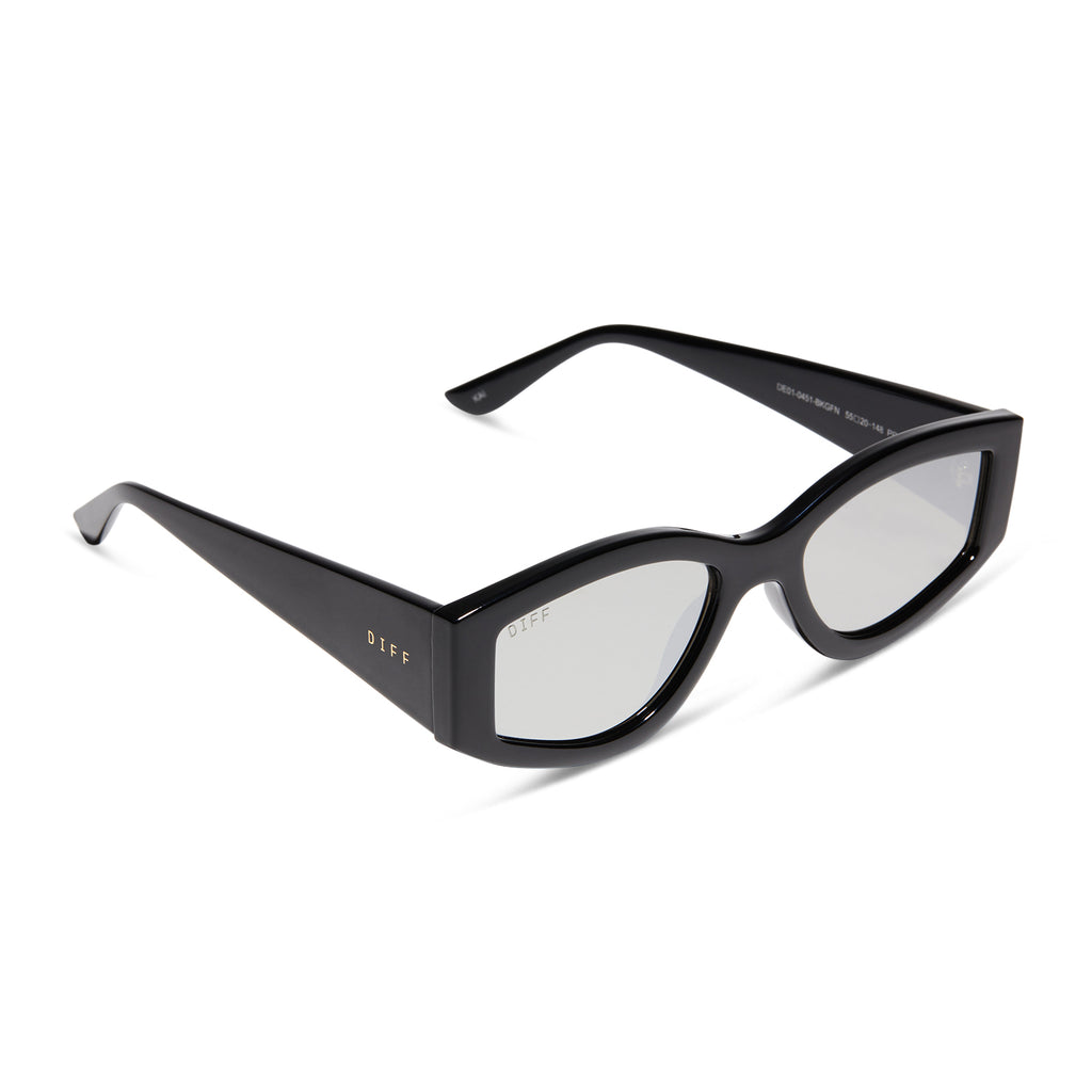 Kai Rectangle Sunglasses | Black & Grey Mirror | DIFF Eyewear
