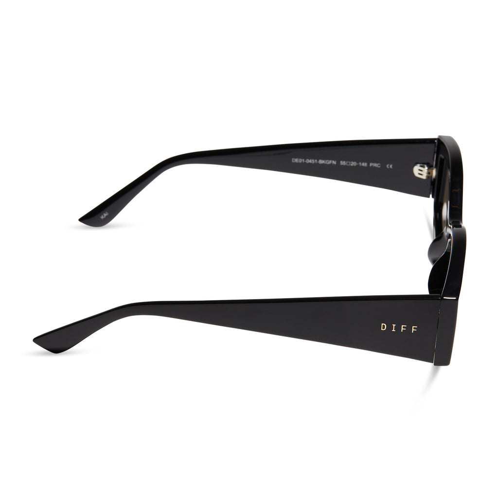 Kai Rectangle Sunglasses | Black & Grey Mirror | DIFF Eyewear