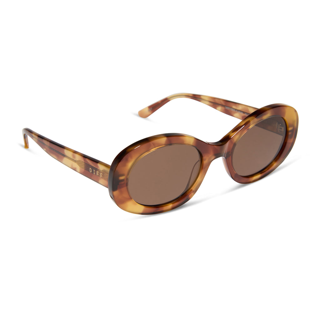 Lainey Oval Sunglasses | Brown Fleur & Brown | DIFF Eyewear