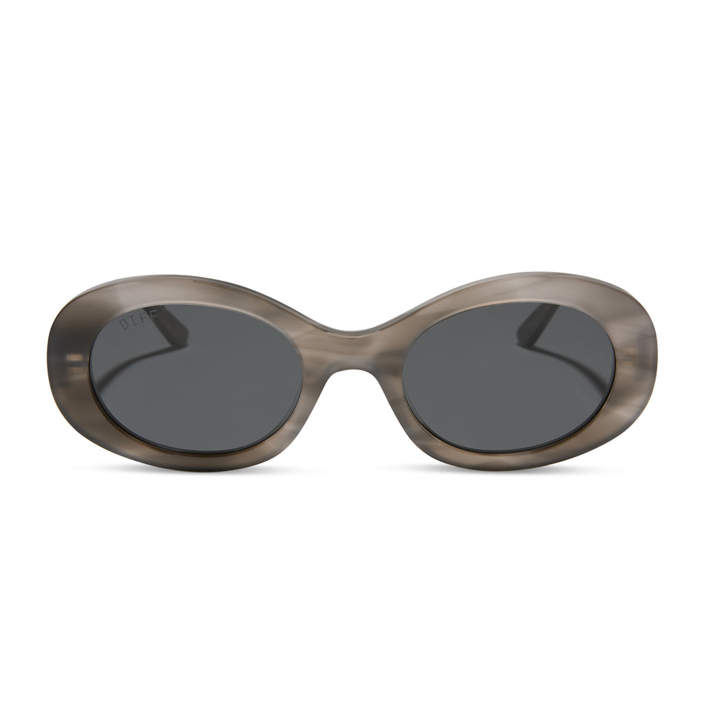 Lainey Round Sunglasses | Smoke Marble & Grey | DIFF Eyewear