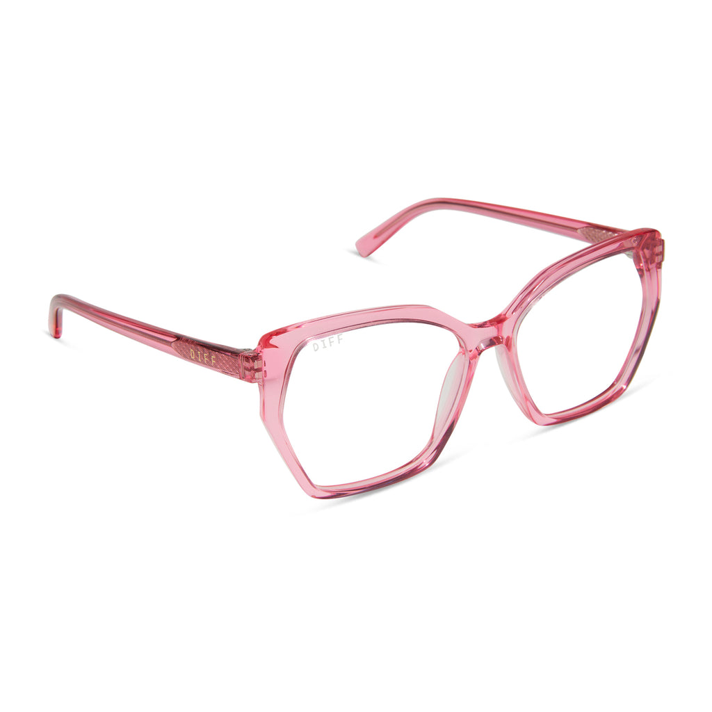 Maisie Cat Eye Glasses | Candy Pink Crystal | Diff Eyewear
