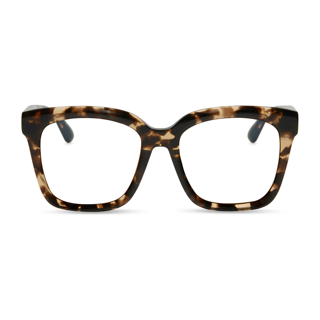 Meredith Square Prescription Glasses Espresso Tortoise Diff Eyewear