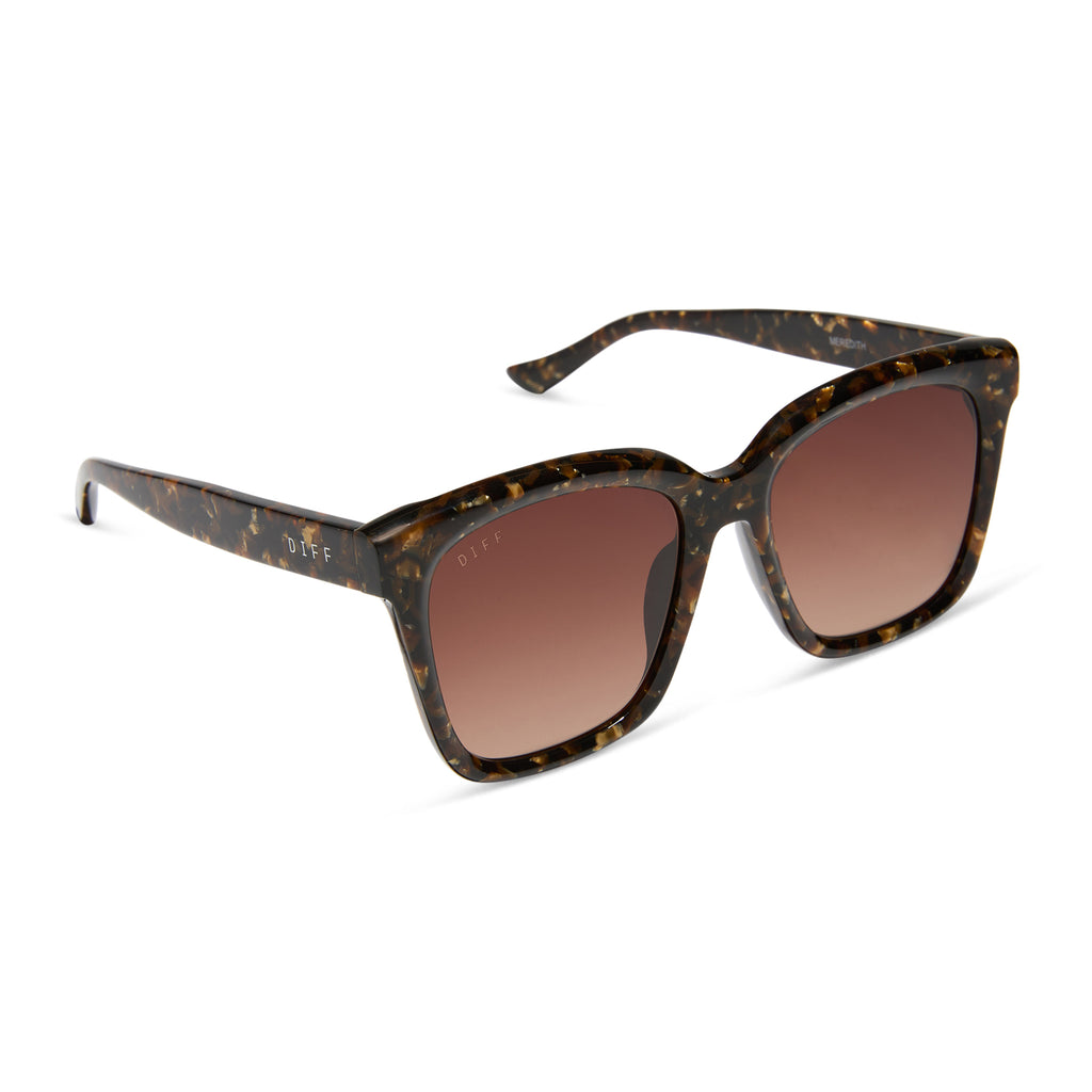 Meredith Square Sunglasses | Glitter Tort & Brown Gradient | DIFF Eyewear