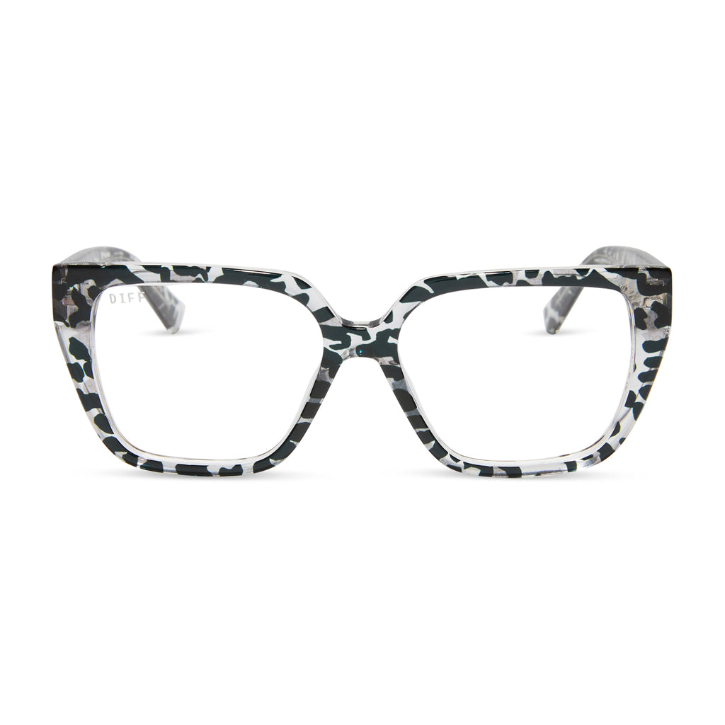 Olive Square Glasses | Clear Leopard | DIFF Eyewear