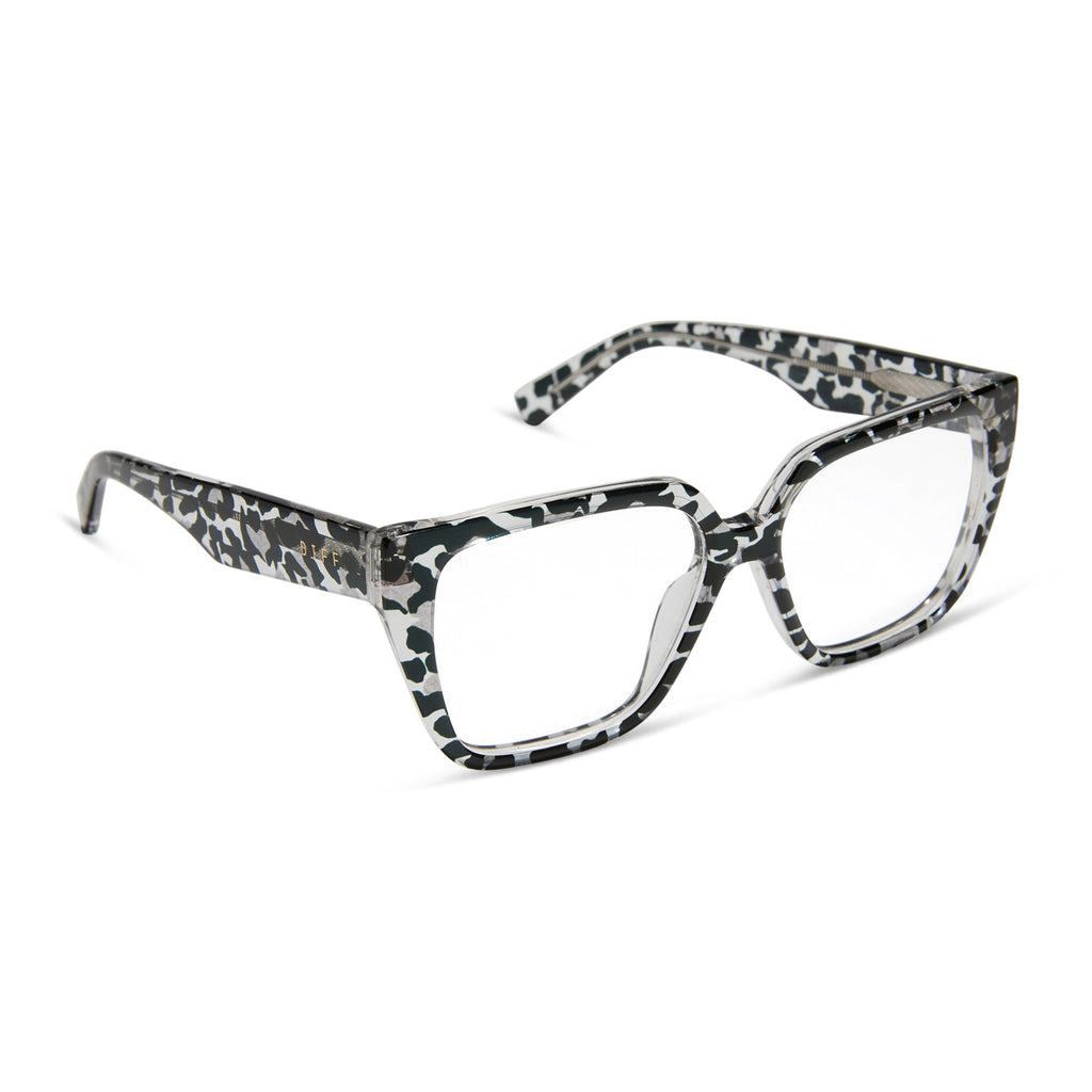 Olive Square Glasses | Clear Leopard | DIFF Eyewear