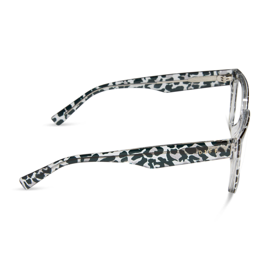 Olive Square Glasses | Clear Leopard | DIFF Eyewear