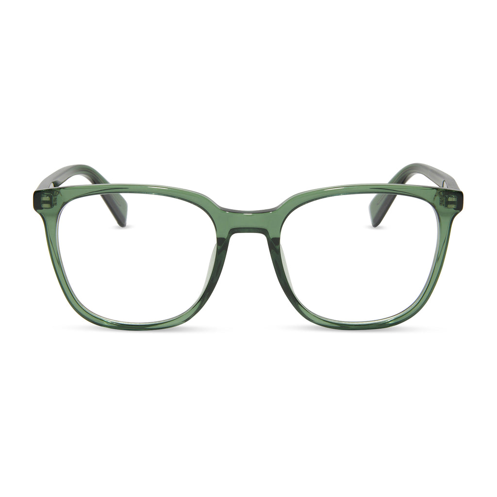 Parker Square Glasses Sage Crystal And Clear Diff Eyewear