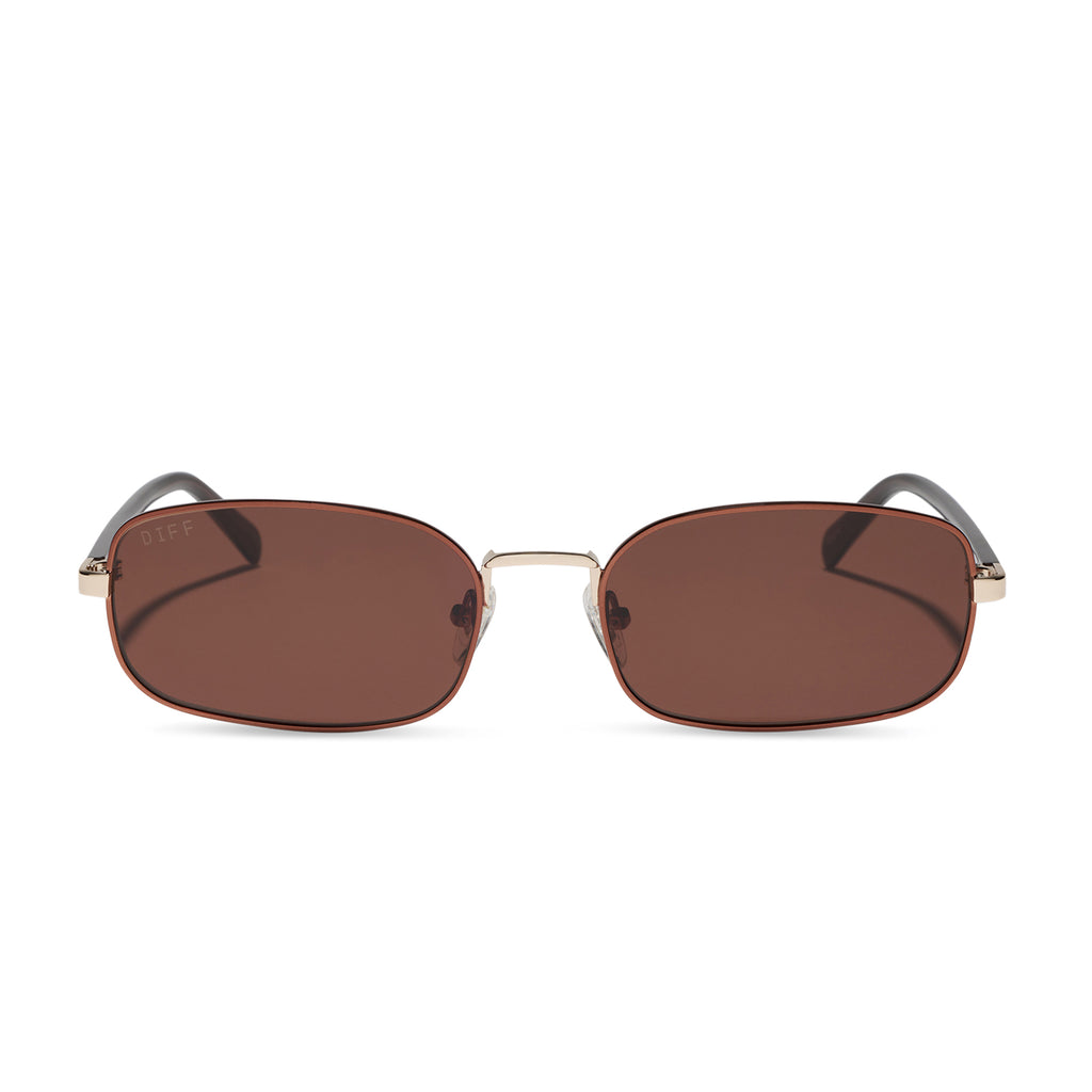 Rachael Kirkconnell Trinity Sunglasses | Brown + Gold | DIFF Eyewear