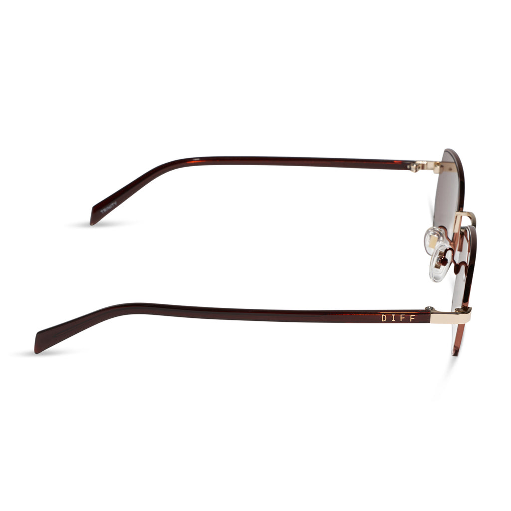 Rachael Kirkconnell Trinity Sunglasses | Brown + Gold | DIFF Eyewear