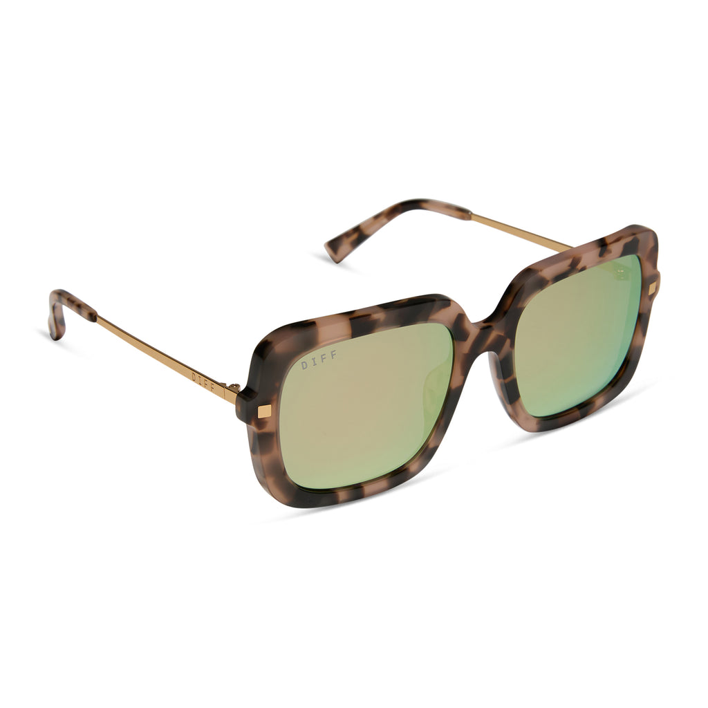 Sandra Square Sunglasses | Himalayan Tortoise & Taupe Mirror | DIFF Eyewear