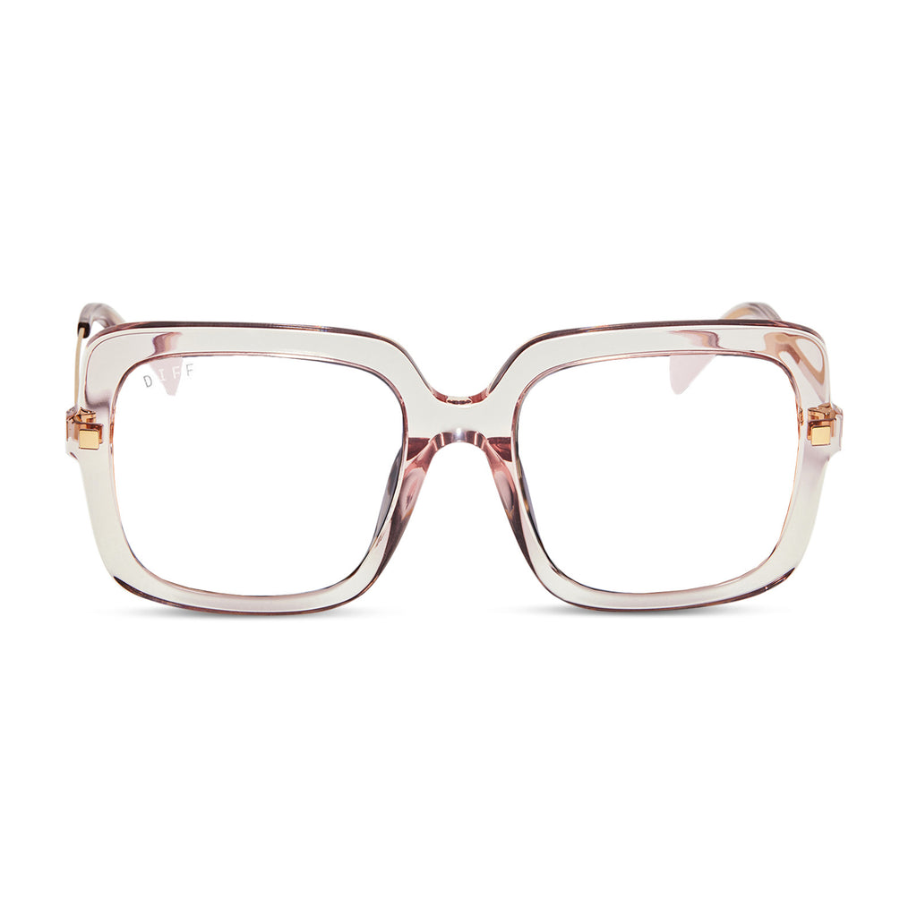 Sandra Square Glasses | Light Pink Crystal | Diff Eyewear