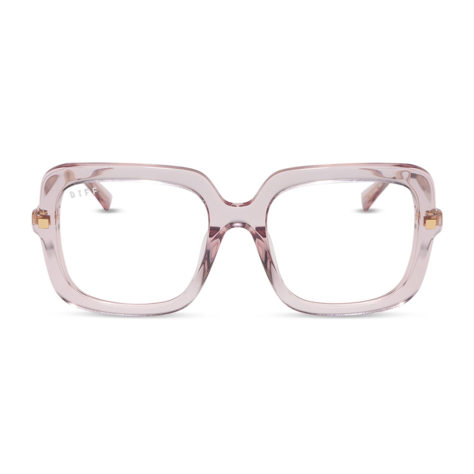 Sandra Square Prescription Glasses | Light Pink Crystal | Diff Eyewear