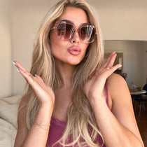 Sandra Square Sunglasses | Light Pink Crystal & Dusk Gradient | DIFF ...