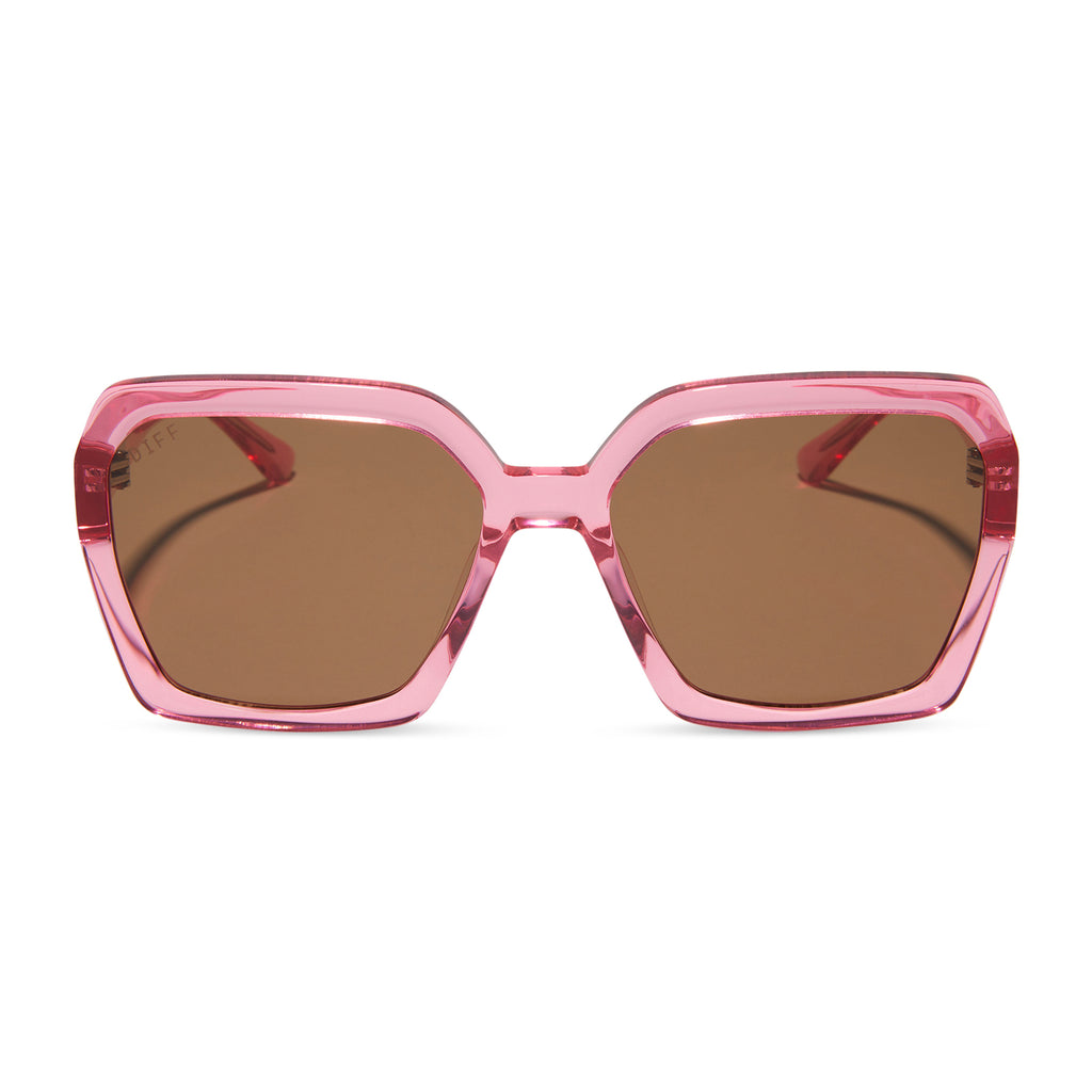 Sloane Square Sunglasses | Candy Pink Crystal & Brown | DIFF Eyewear