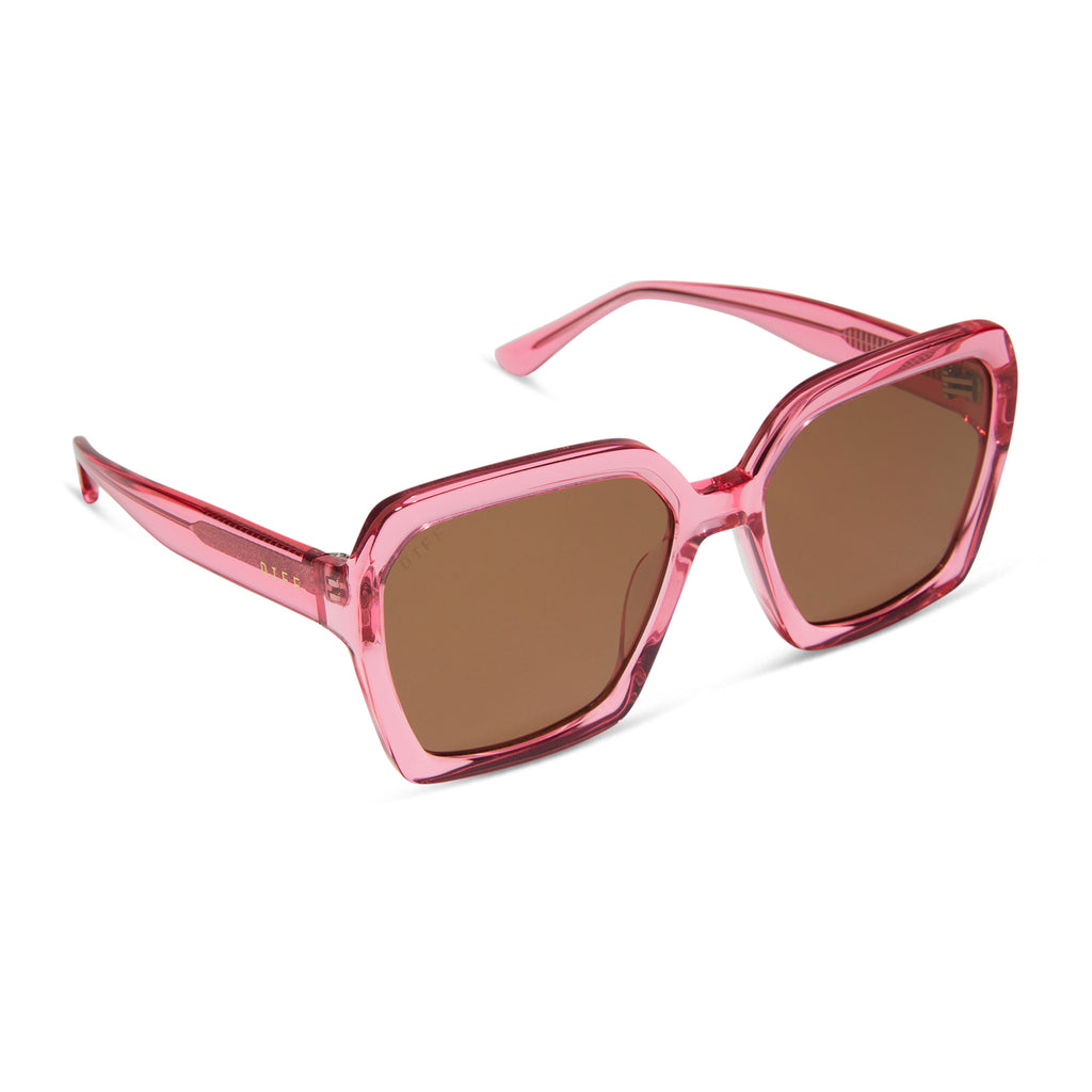 Sloane Square Sunglasses | Candy Pink Crystal & Brown | DIFF Eyewear