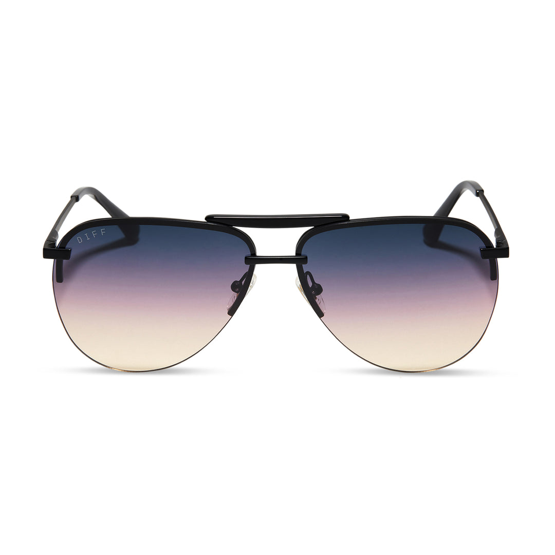 Tahoe Aviator Sunglasses | Matte Black & Twilight Gradient | DIFF Eyewear