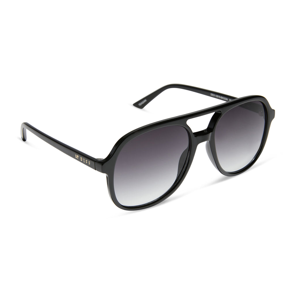Teagan Aviator Sunglasses | Black & Grey Gradient | DIFF Eyewear