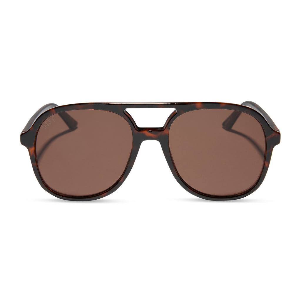 Teagan Aviator Sunglasses | Dark Tortoise & Brown | DIFF Eyewear