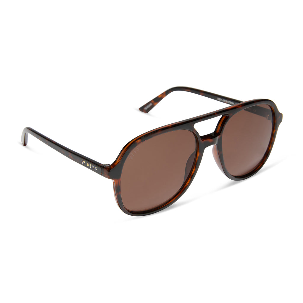 Teagan Aviator Sunglasses | Dark Tortoise & Brown | DIFF Eyewear