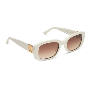 The White Lotus Rectangle Sunglasses | Ivory & Brown Gradient | DIFF ...