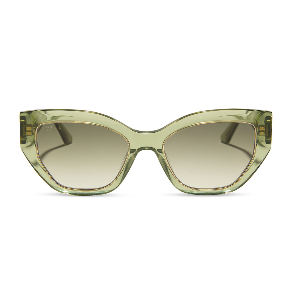 The White Lotus Cateye Sunglasses | Green Crystal & Olive | DIFF Eyewear