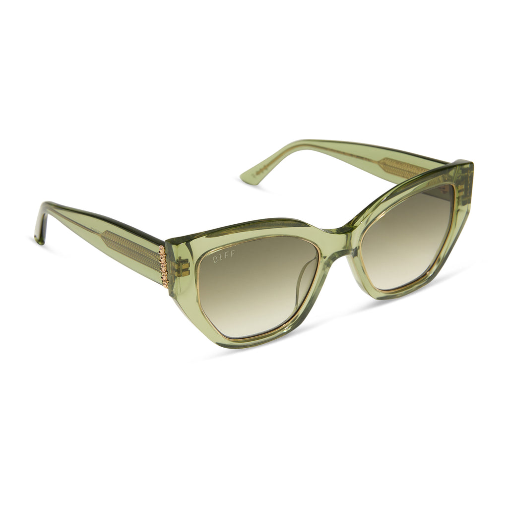 The White Lotus Cateye Sunglasses | Green Crystal & Olive | DIFF Eyewear