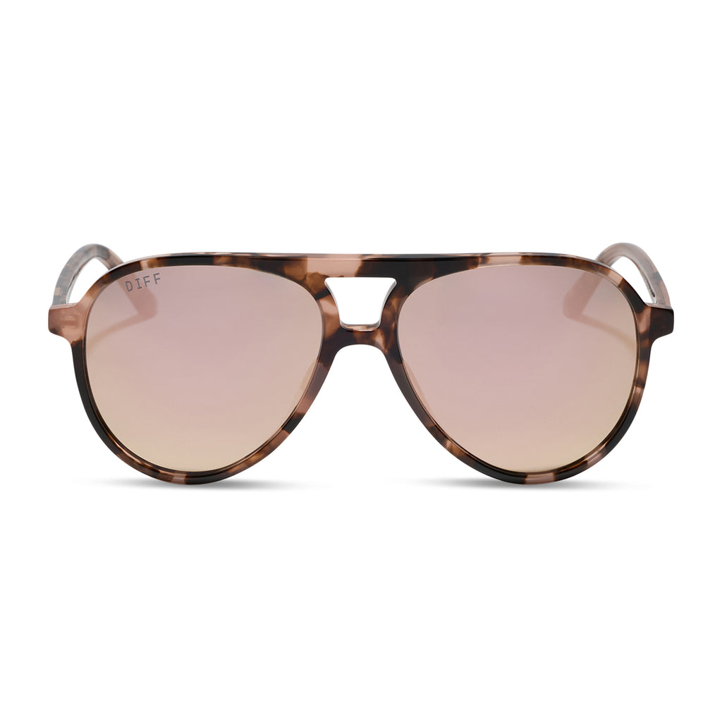 Tosca II Aviator Sunglasses | Himalayan Tort & Taupe Mirror | DIFF Eyewear