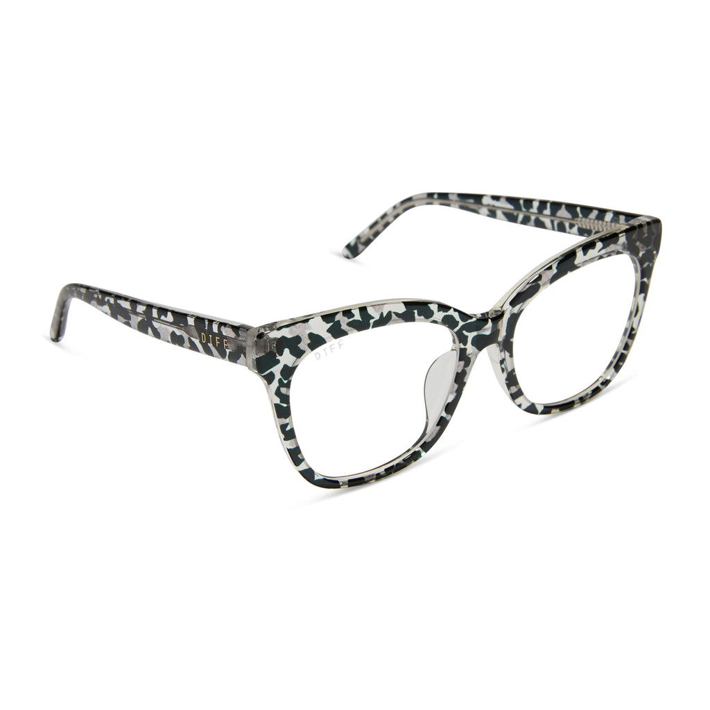 Winston Square Glasses | Clear Leopard | DIFF Eyewear